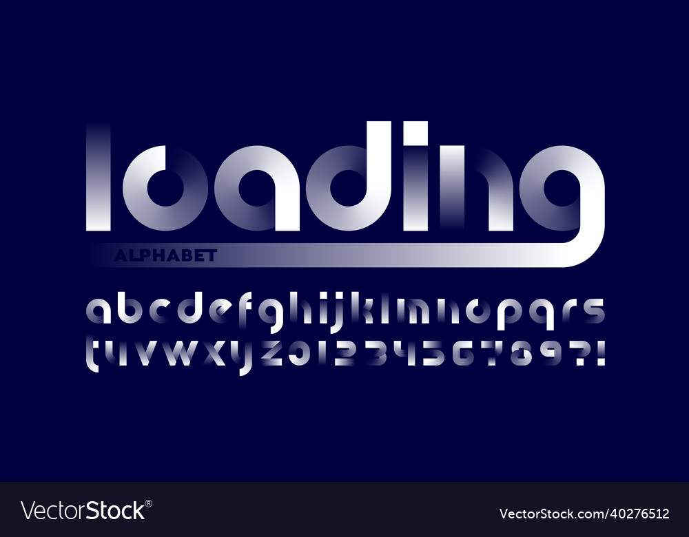 Loading bar gradient style font Royalty Free Vector Image