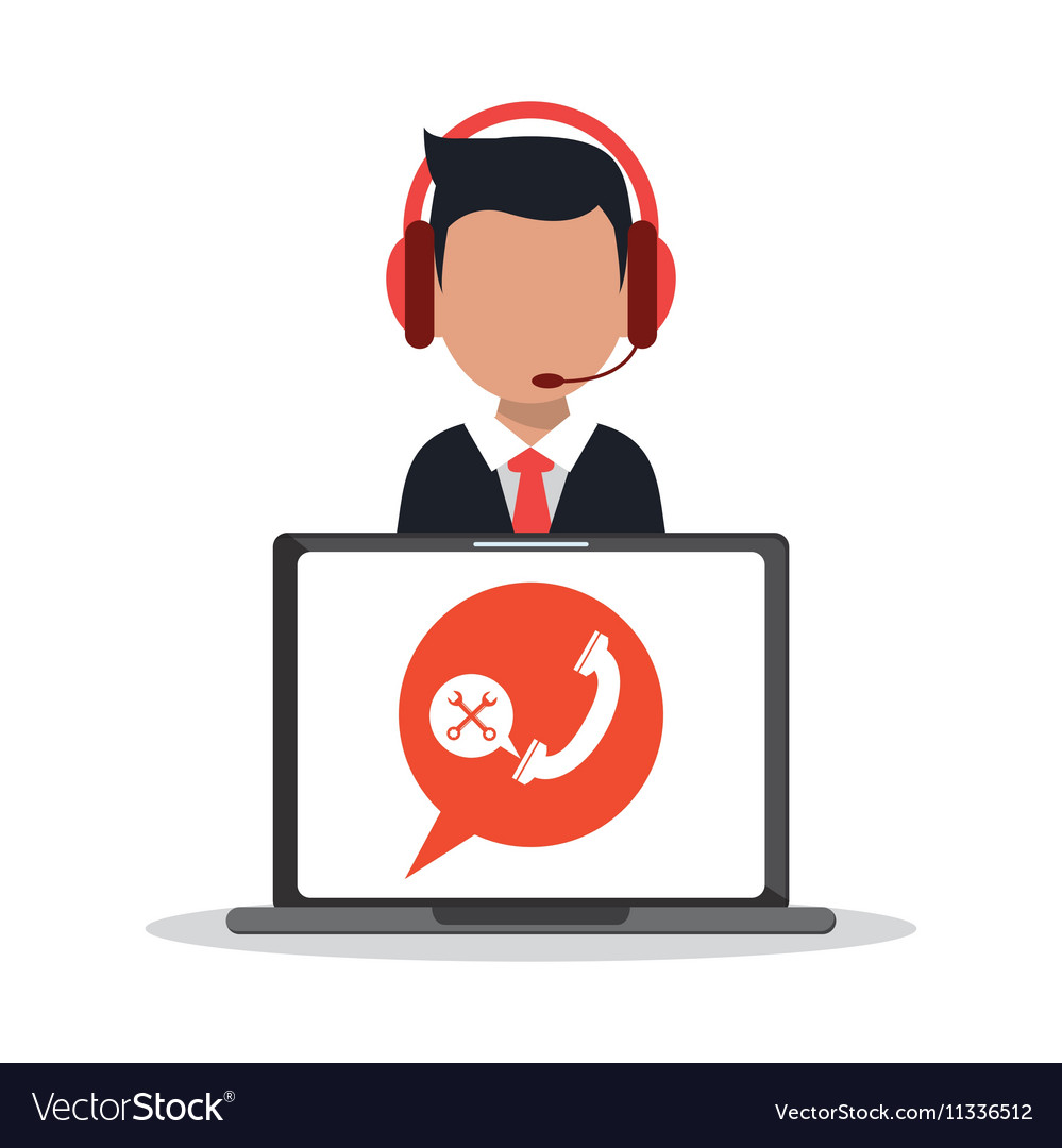 Man operator and laptop design Royalty Free Vector Image