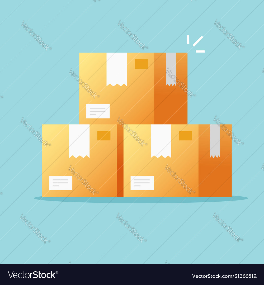 Parcel boxes carton stack or warehouse Royalty Free Vector