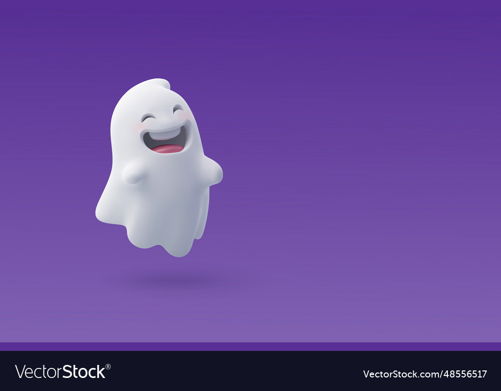 3d cute ghost halloween holiday Royalty Free Vector Image