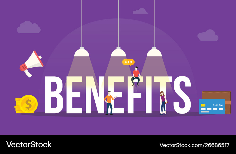 Benefits big word or text with team people Vector Image