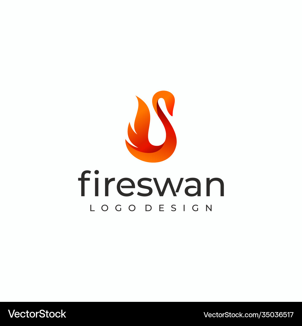 Fire swan logo creative orange abstract swan Vector Image