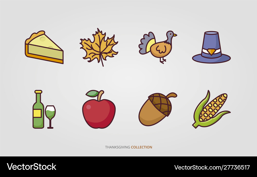 Happy thanksgiving set collection Royalty Free Vector Image