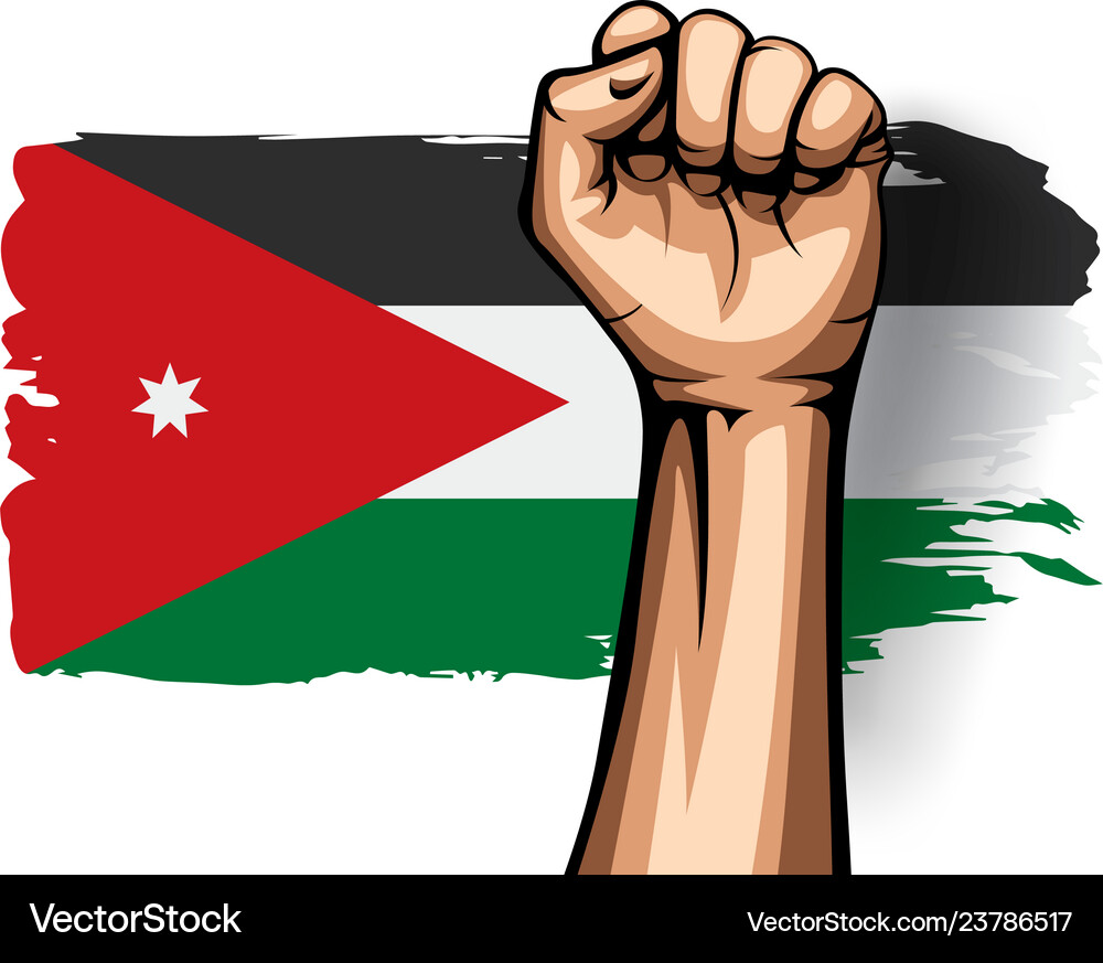 Jordan flag and hand on white background Vector Image