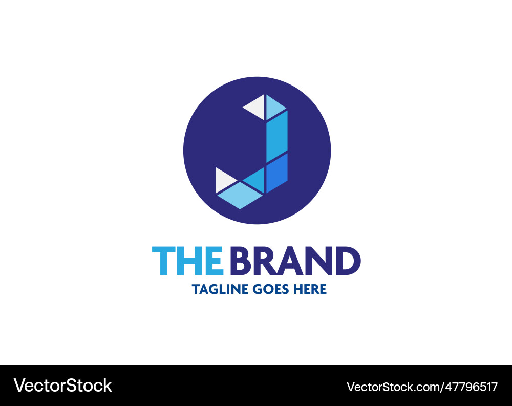 Letter j with circle color blue logo Royalty Free Vector