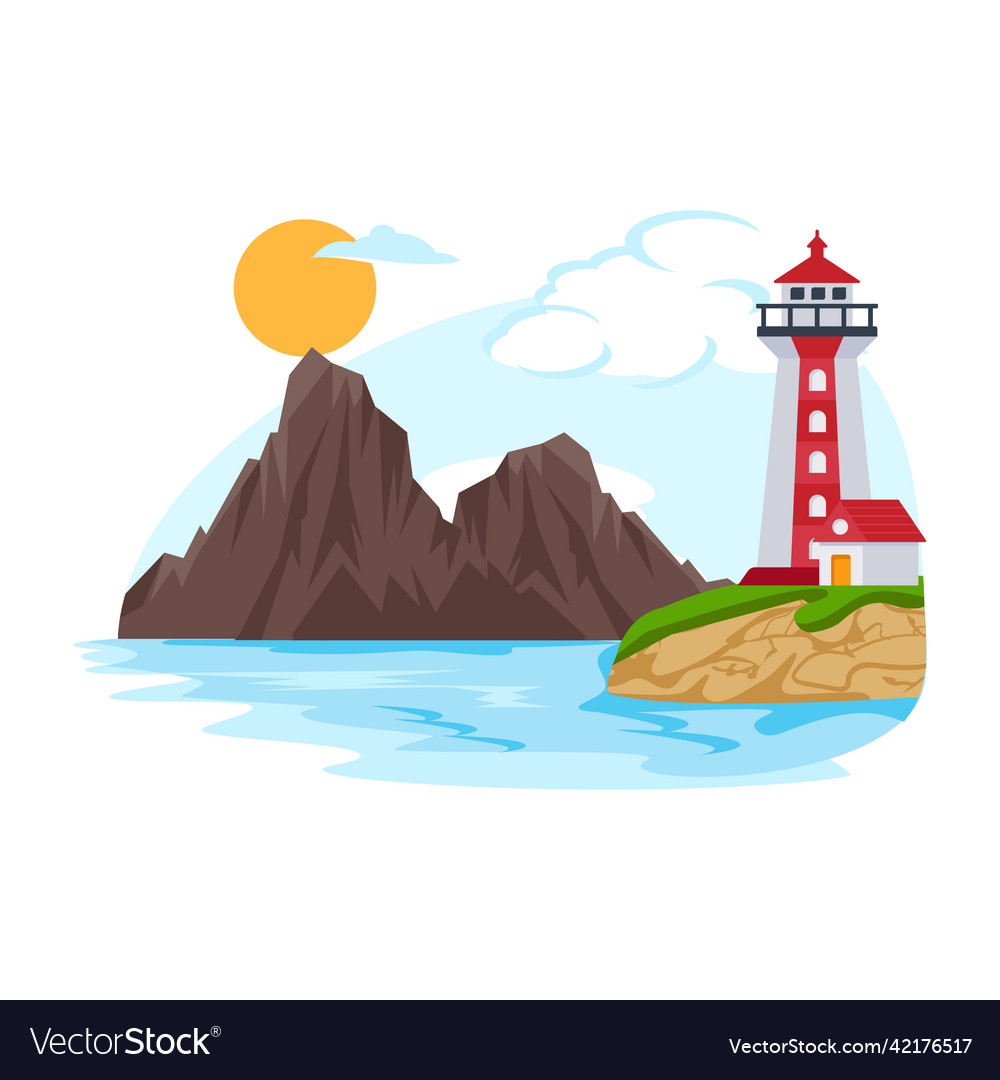 Lighthouse landscape Royalty Free Vector Image