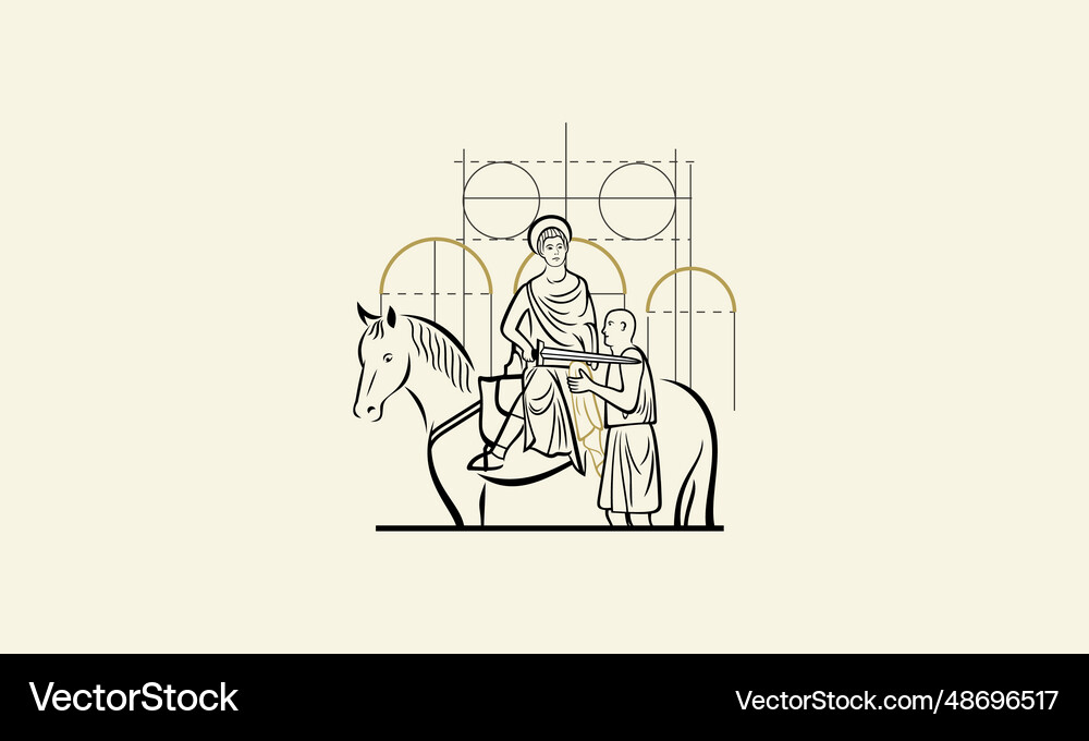 Line art royal horse logo Royalty Free Vector Image