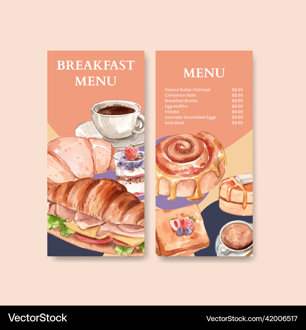 Menu template with specialty breakfast Royalty Free Vector