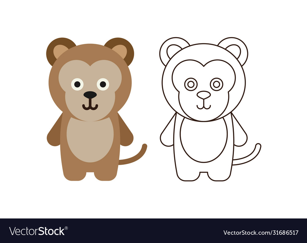 Monkey coloring Royalty Free Vector Image - VectorStock
