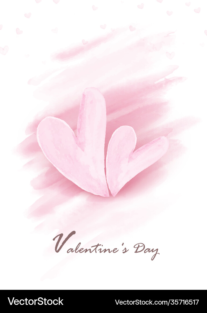 Pink double hearts shape on watercolor splash Vector Image