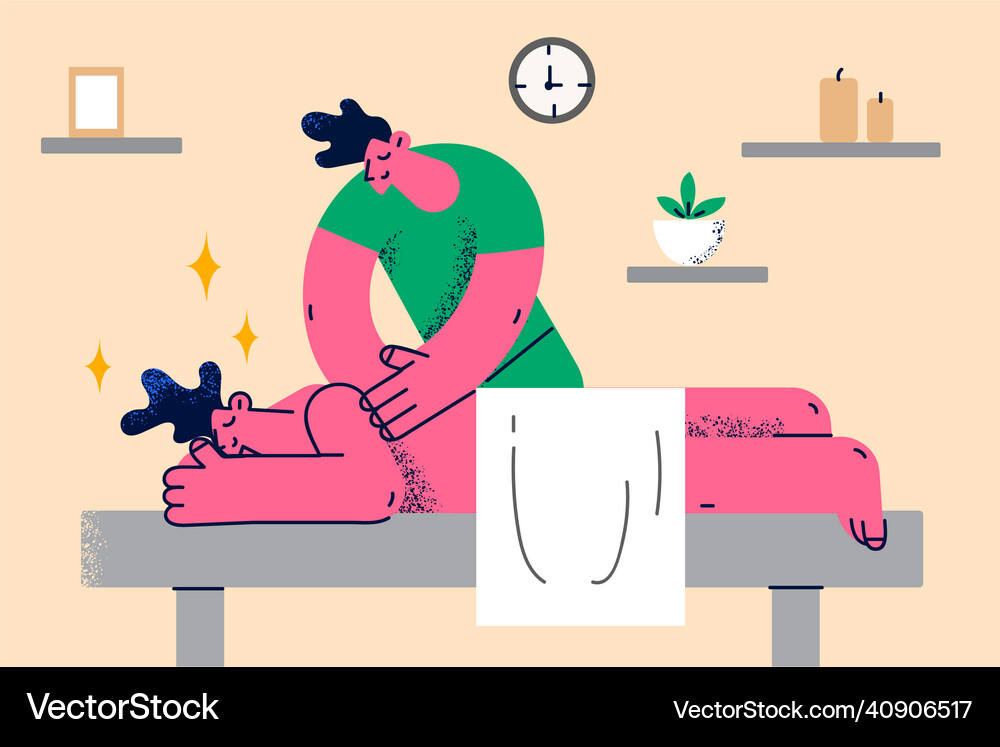Professional masseur give massage to client Vector Image