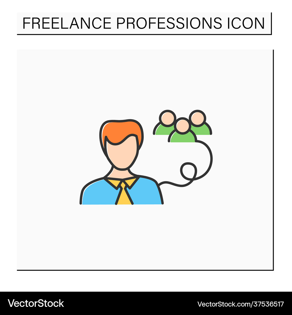 Public relations officer color icon Royalty Free Vector