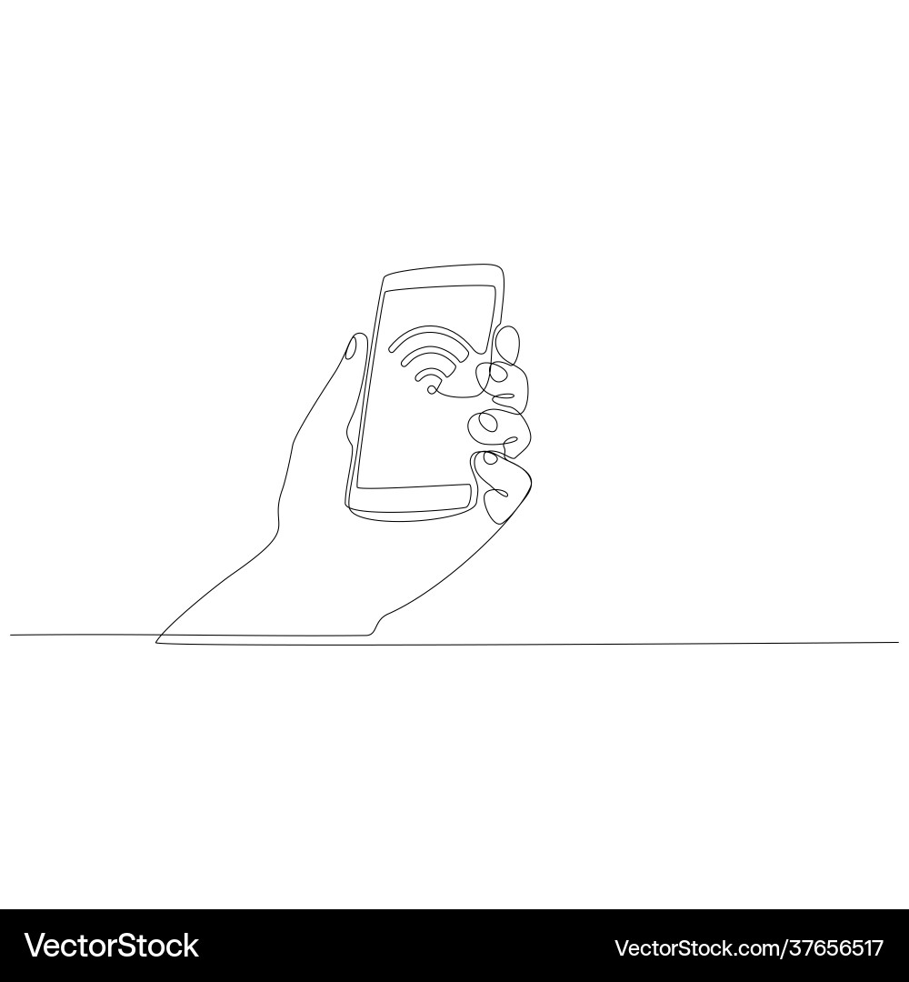 Sematfone continuous line drawing with wifi signal