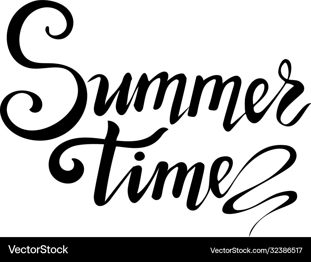 Summer time hand drawn black lettering logo Vector Image