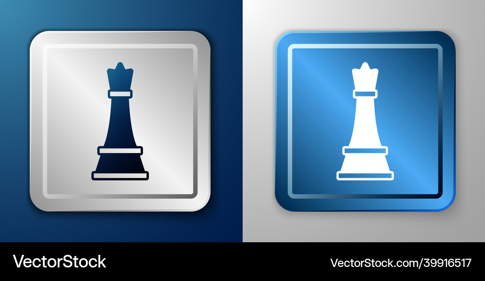 White chess icon isolated on blue and grey Vector Image