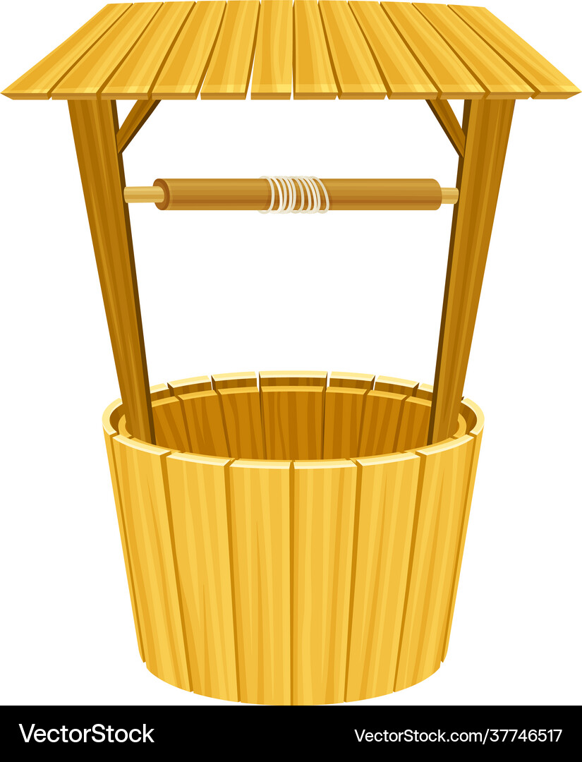 Wooden well as structure in ground Royalty Free Vector Image