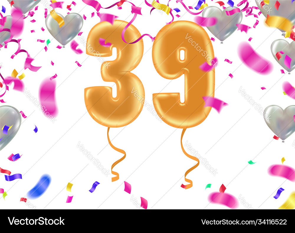 39 years anniversary and birthday with template Vector Image