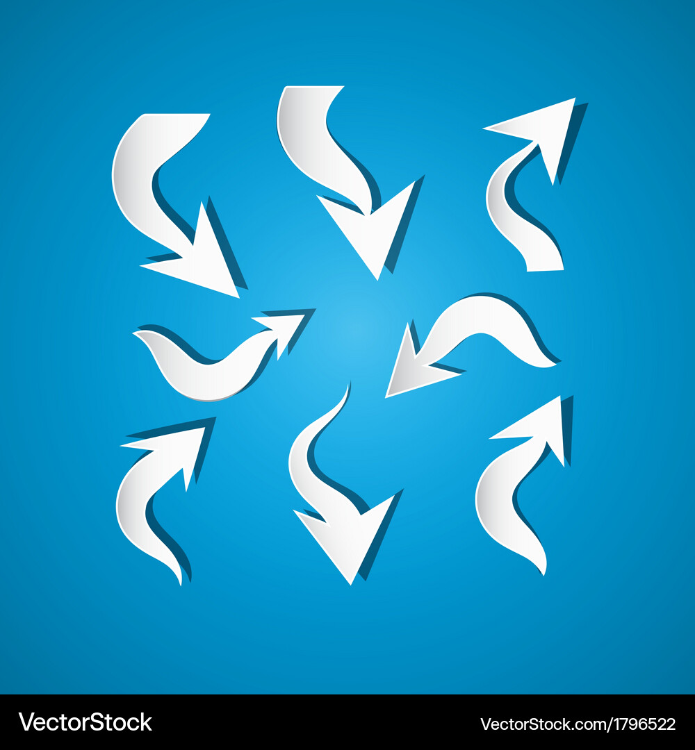 Abstract white arrows set Royalty Free Vector Image