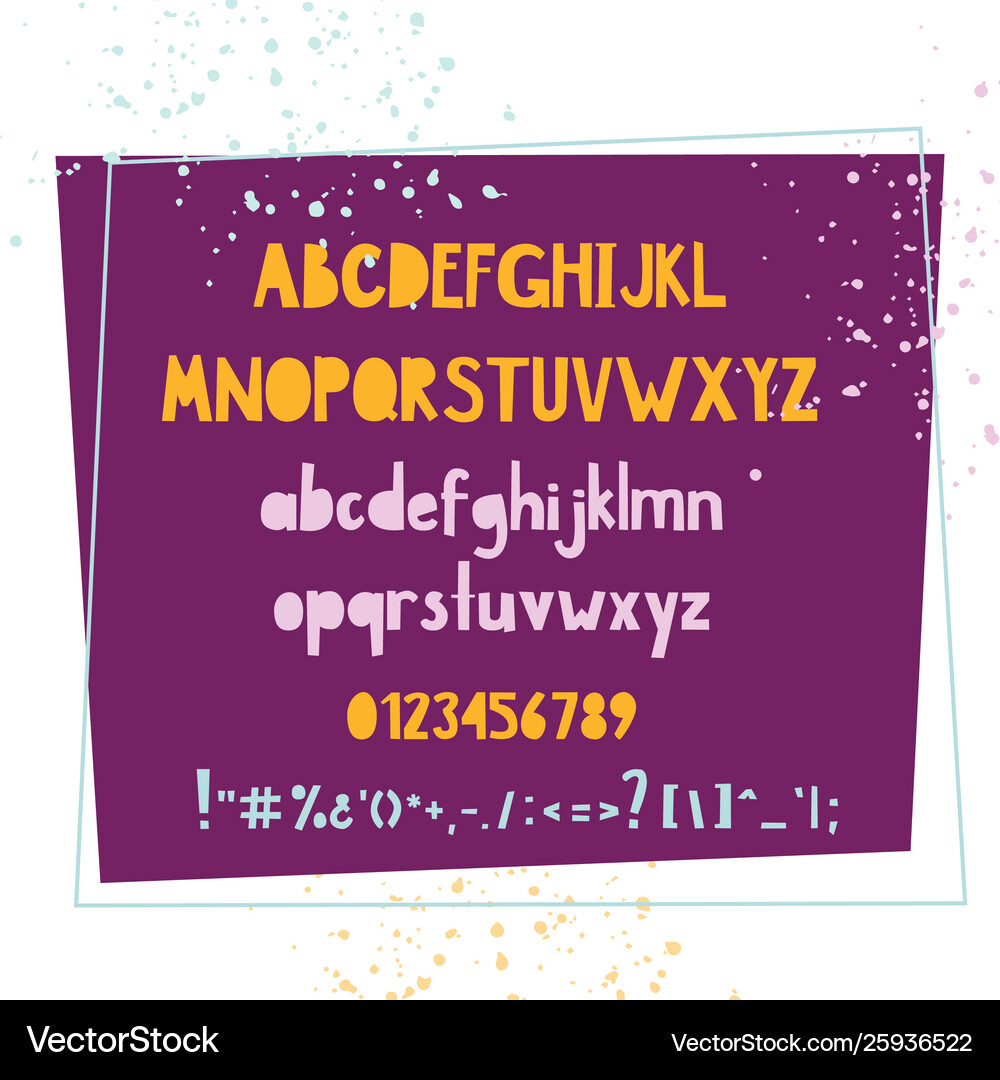 Bold handwritten colorful font typographic set Vector Image