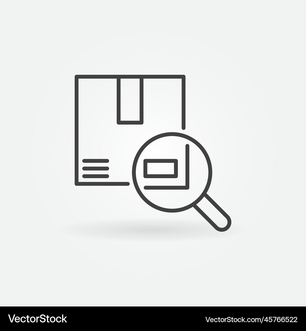 Cardboard box with magnifying glass concept line Vector Image