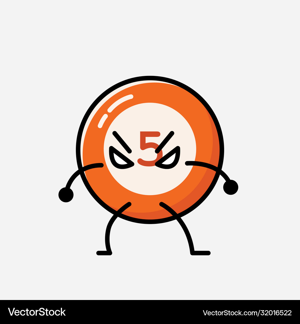 Cute billiard ball mascot character in flat Vector Image
