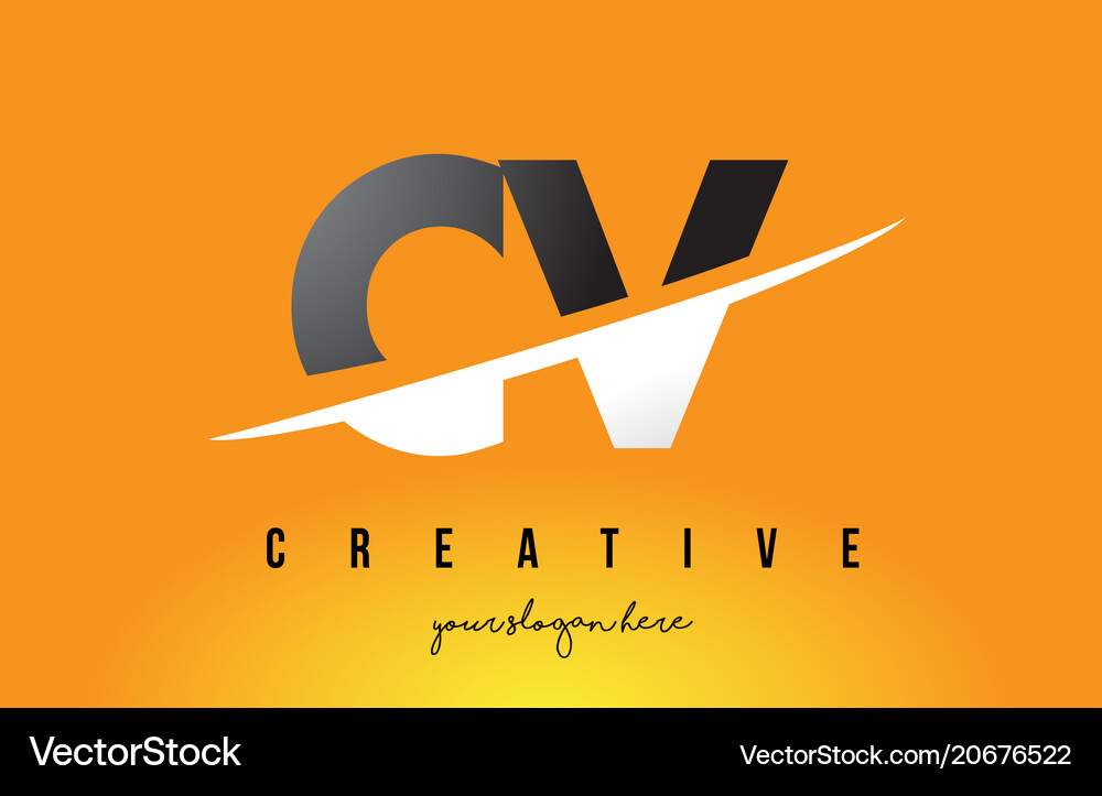 Cv c v letter modern logo design with yellow Vector Image