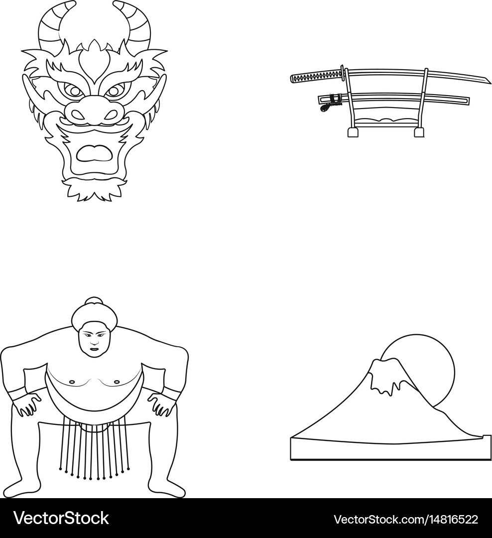 Dragon mask katano a man is sumo player Royalty Free Vector