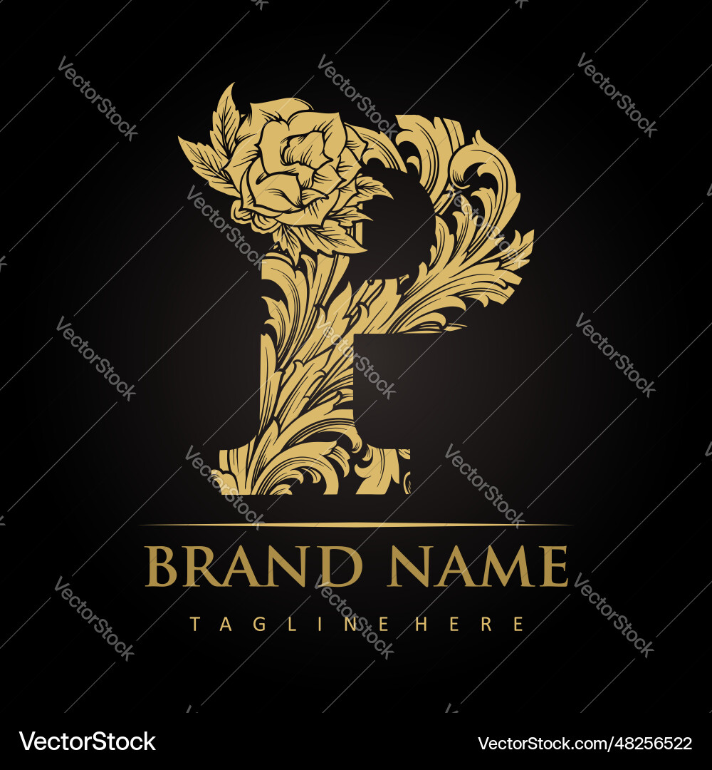 Engraving elegant gold p monogram letter logo Vector Image