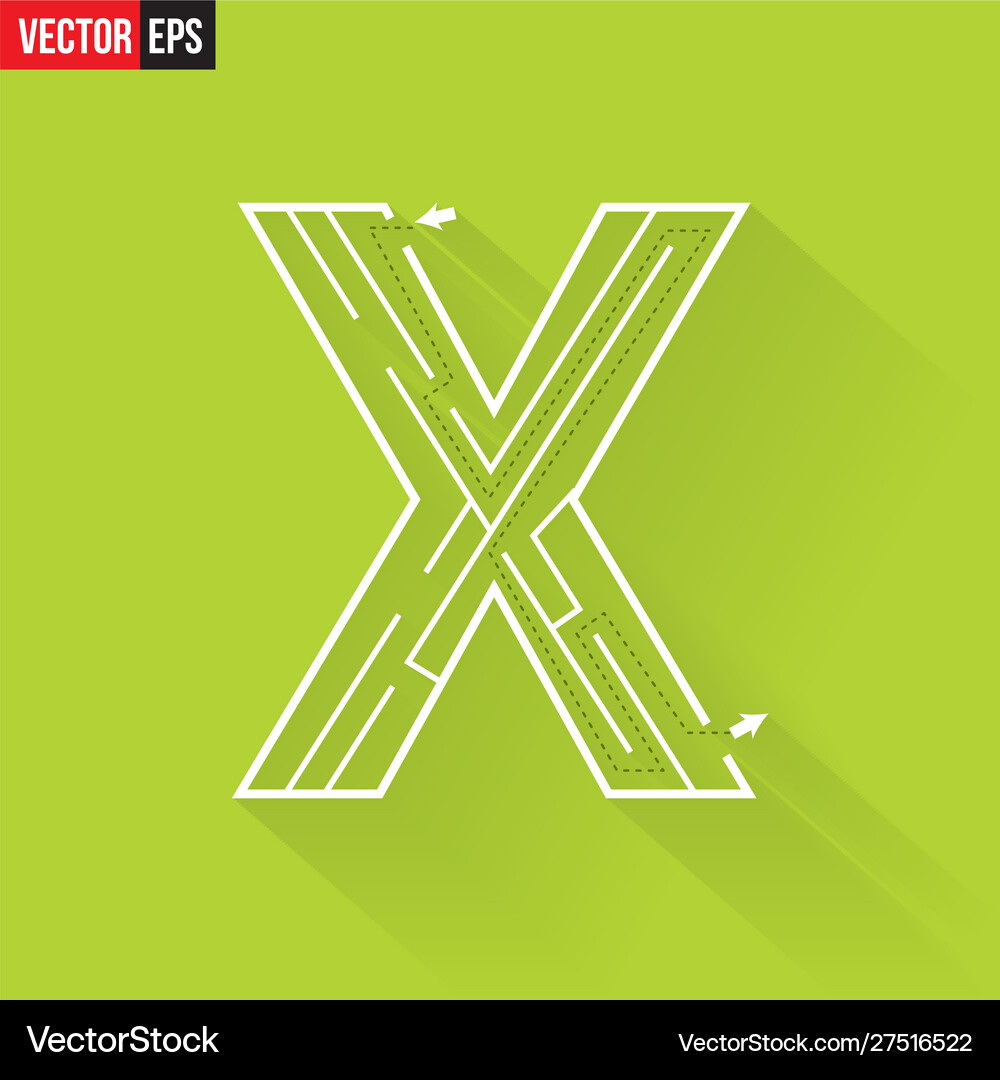Letter x shape maze labyrinth with one way Vector Image