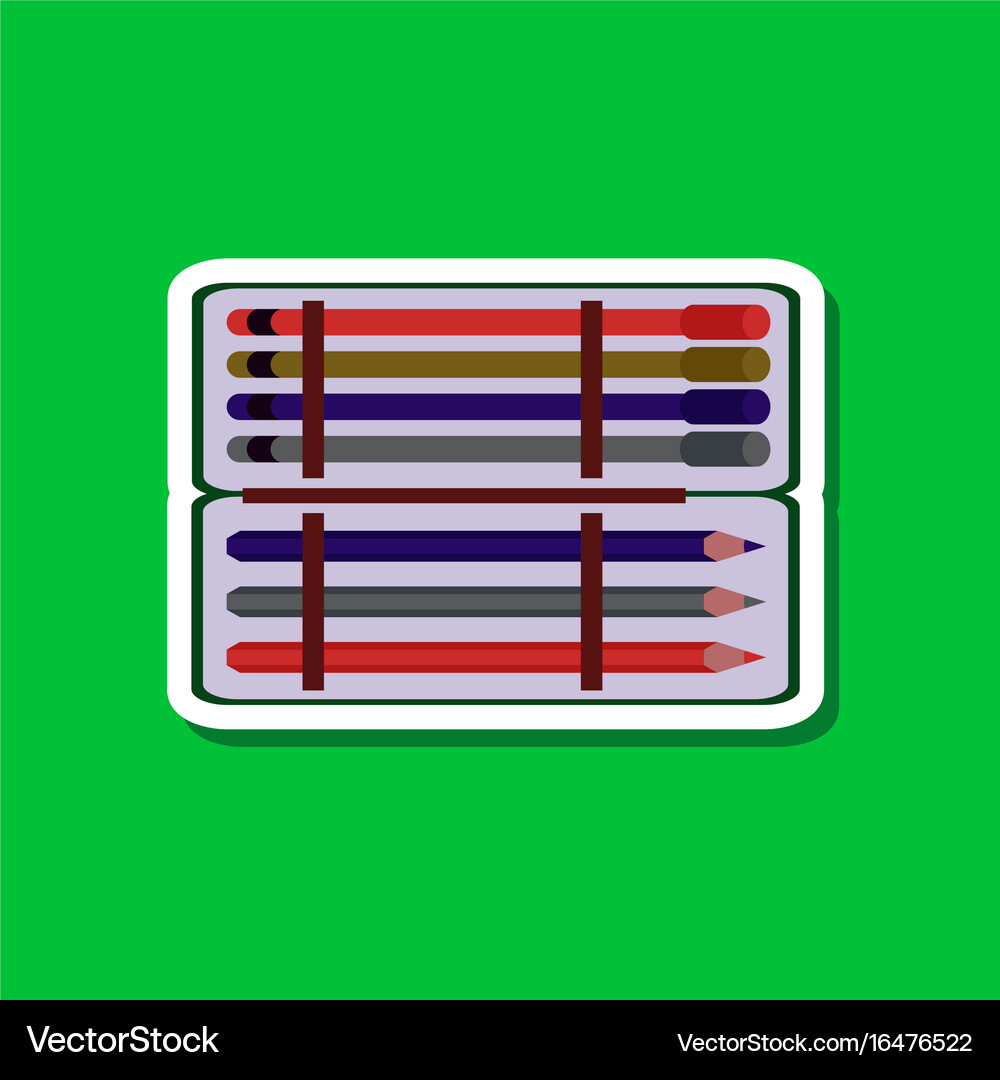 Paper sticker on stylish background pencil box Vector Image