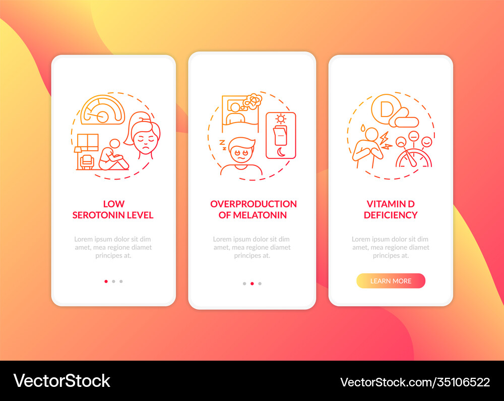 Sad reasons onboarding mobile app page screen Vector Image