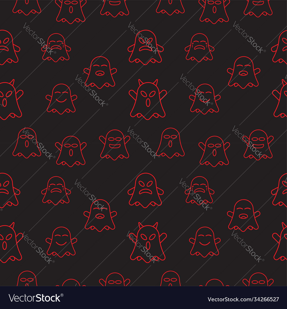 Cute ghost seamless pattern design template red Vector Image