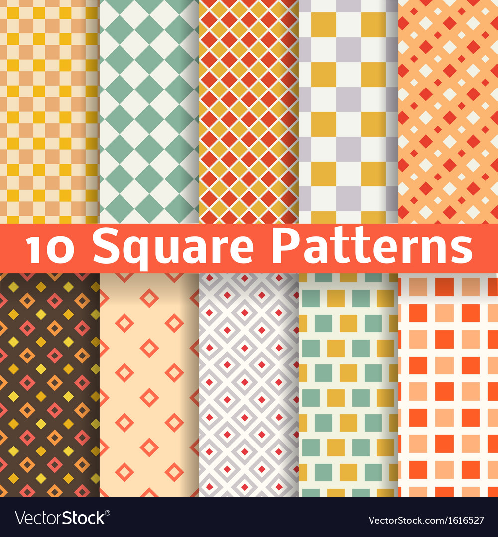 Different square seamless patterns tiling Vector Image