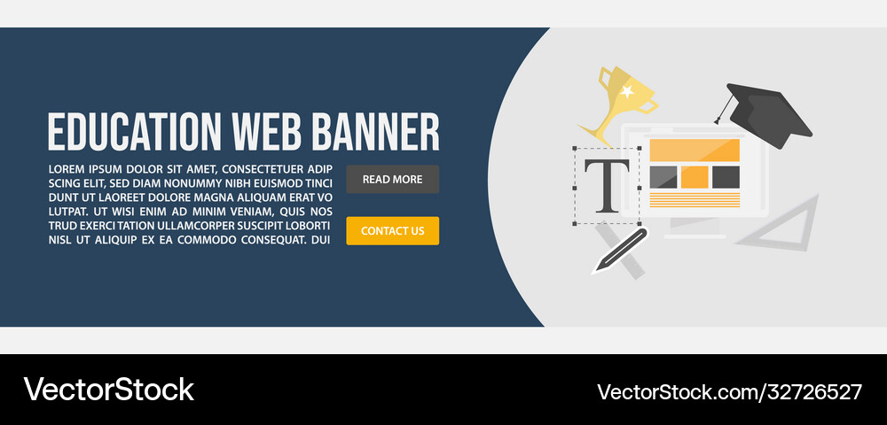 Education web banner template design Royalty Free Vector