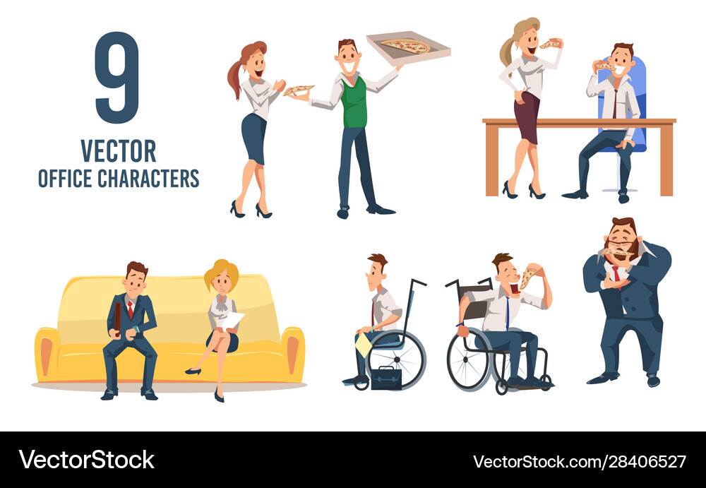 Female male office workers characters set Vector Image