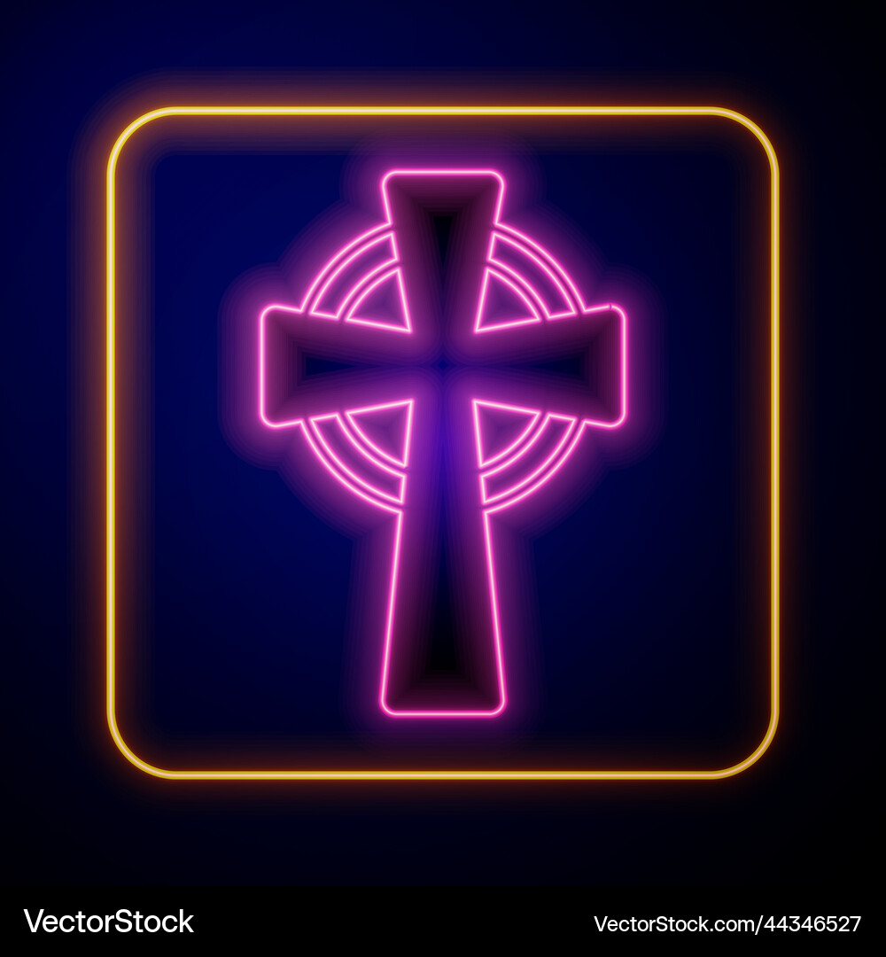 Glowing neon celtic cross icon isolated on black Vector Image