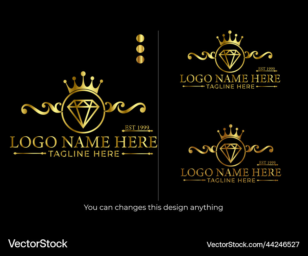 Gold shop logo luxury design Royalty Free Vector Image