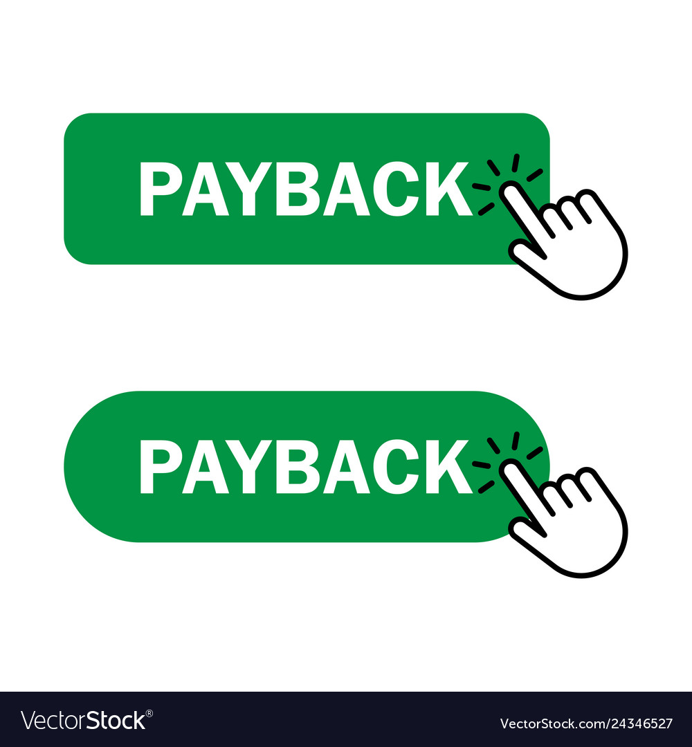 Hand cursor clicks payback button Royalty Free Vector Image