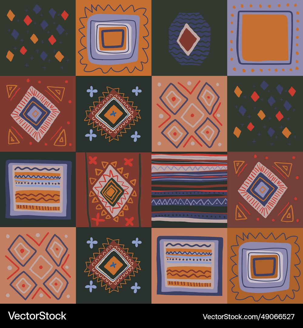 Holiday pattern with patches blanket autumn cozy Vector Image