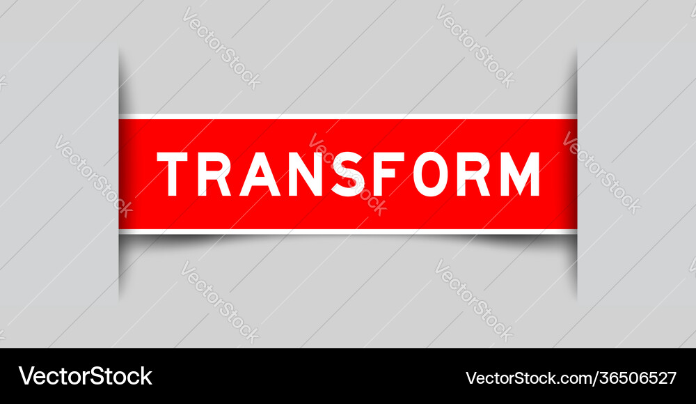 Label sticker red color in word transform that Vector Image