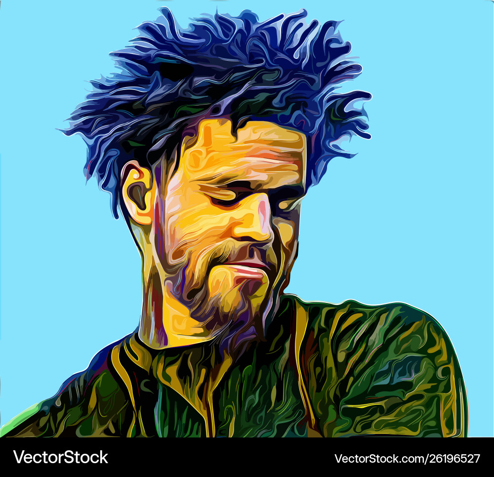 Man graphics green blue face portrait Royalty Free Vector
