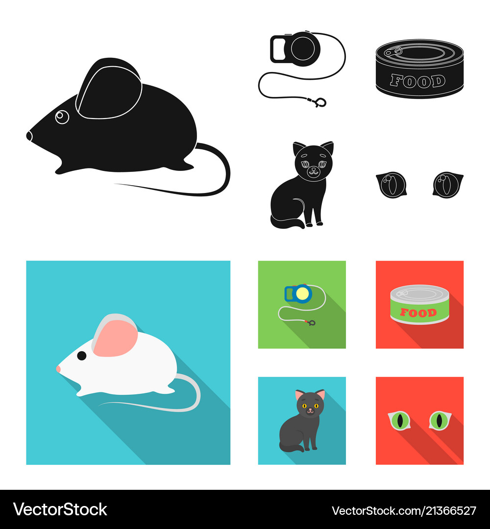 Mouse pet leash food kitten cat set Royalty Free Vector