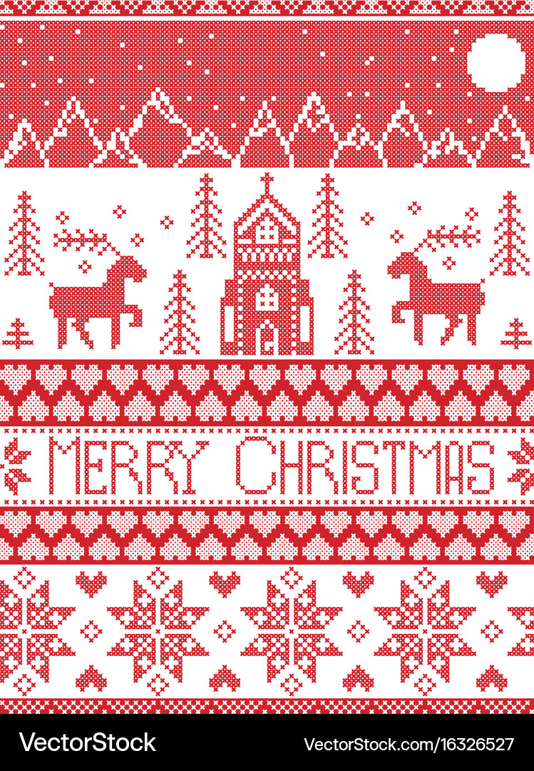 Nordic style christmas wonderland pattern Vector Image
