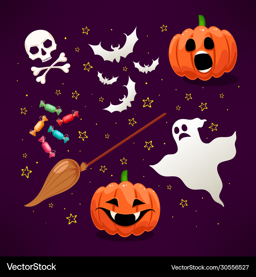Set cute icons for halloween - 1 Royalty Free Vector Image