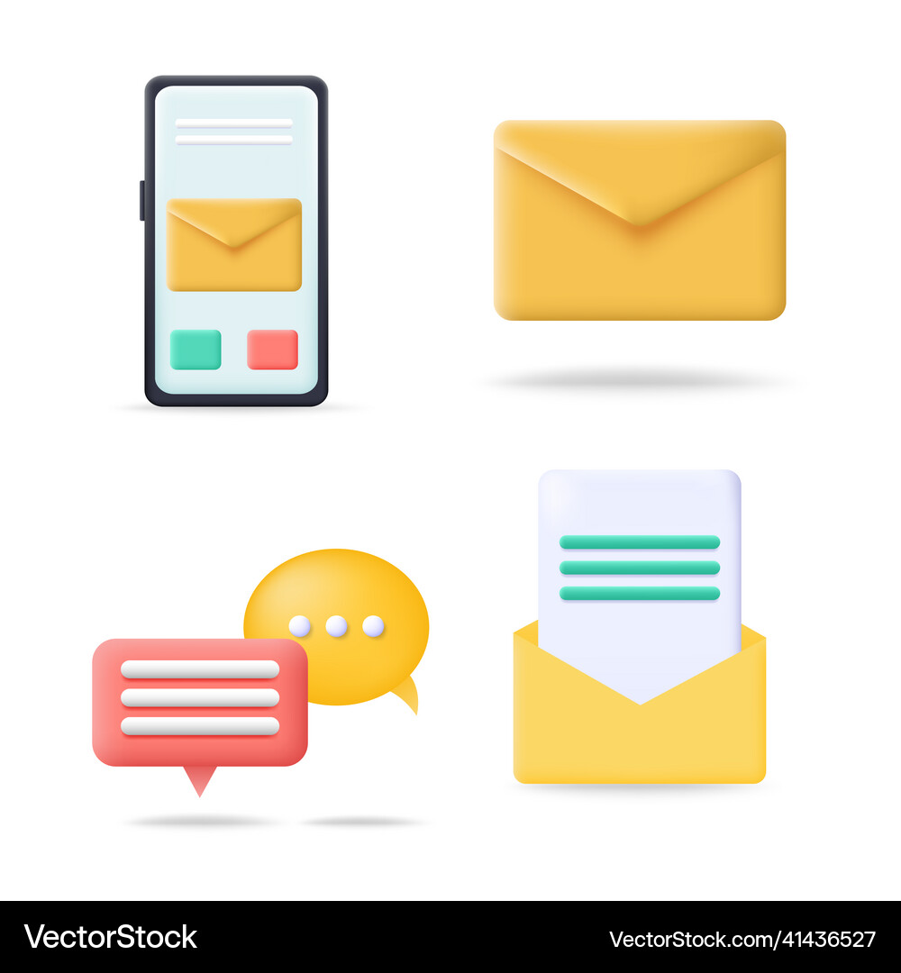 Set of 3d speech bubbles email letters Royalty Free Vector