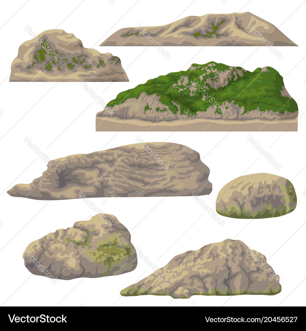 Set of rocks isolated on white Royalty Free Vector Image