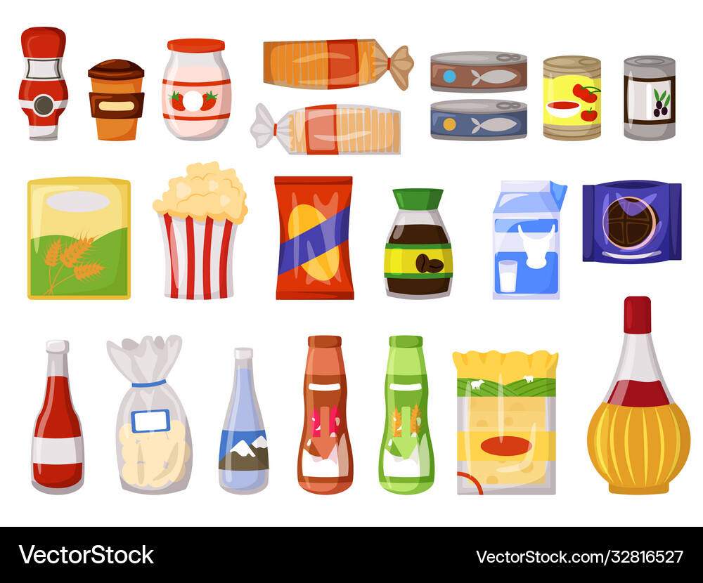 Snack Food Variety Set Royalty Free Vector Image