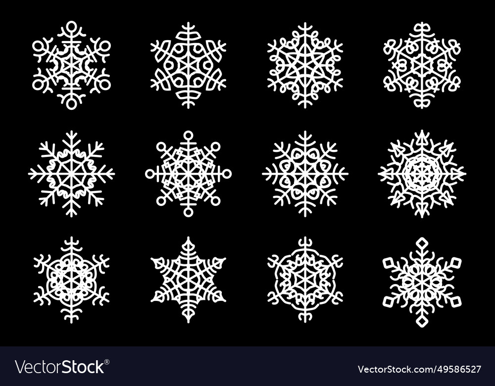 Snow flake pattern set Royalty Free Vector Image