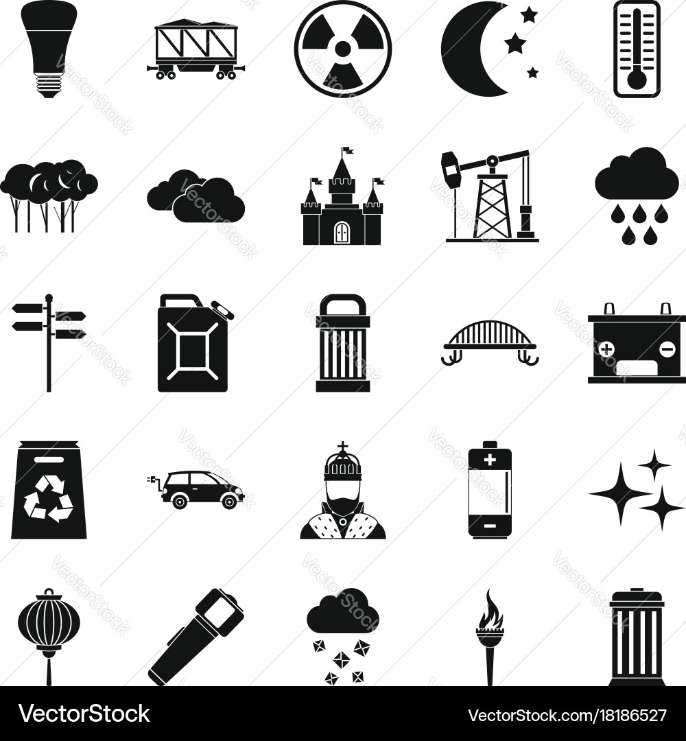 Street lights icons set simple style Royalty Free Vector