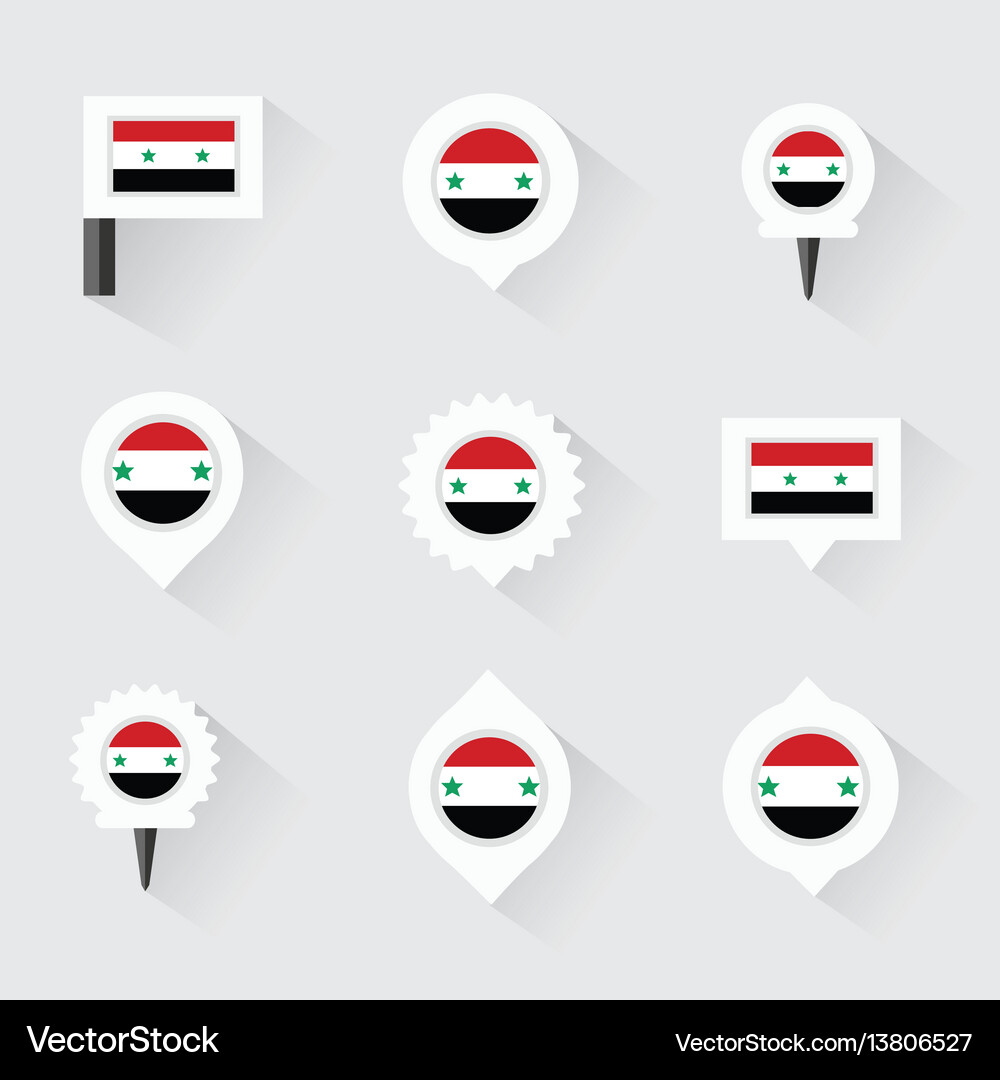 Syria flag and pins for infographic map design Vector Image